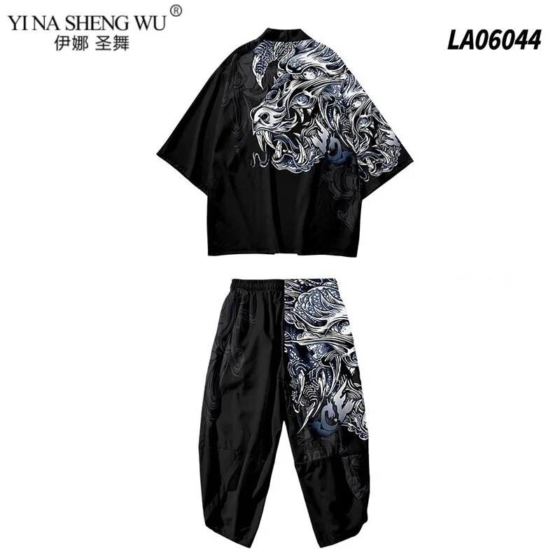 Мужское винтажное кимоно Haori с брюками XXL, 13