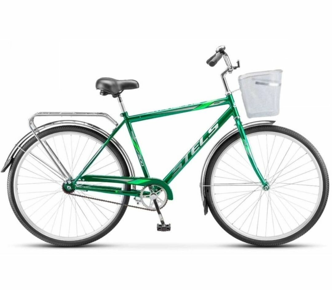 Велосипед 28" STELS Avangard 300 С рама 20", зеленый, на рост 165-195см, городской дорожный классический корзина И насос в комплекте