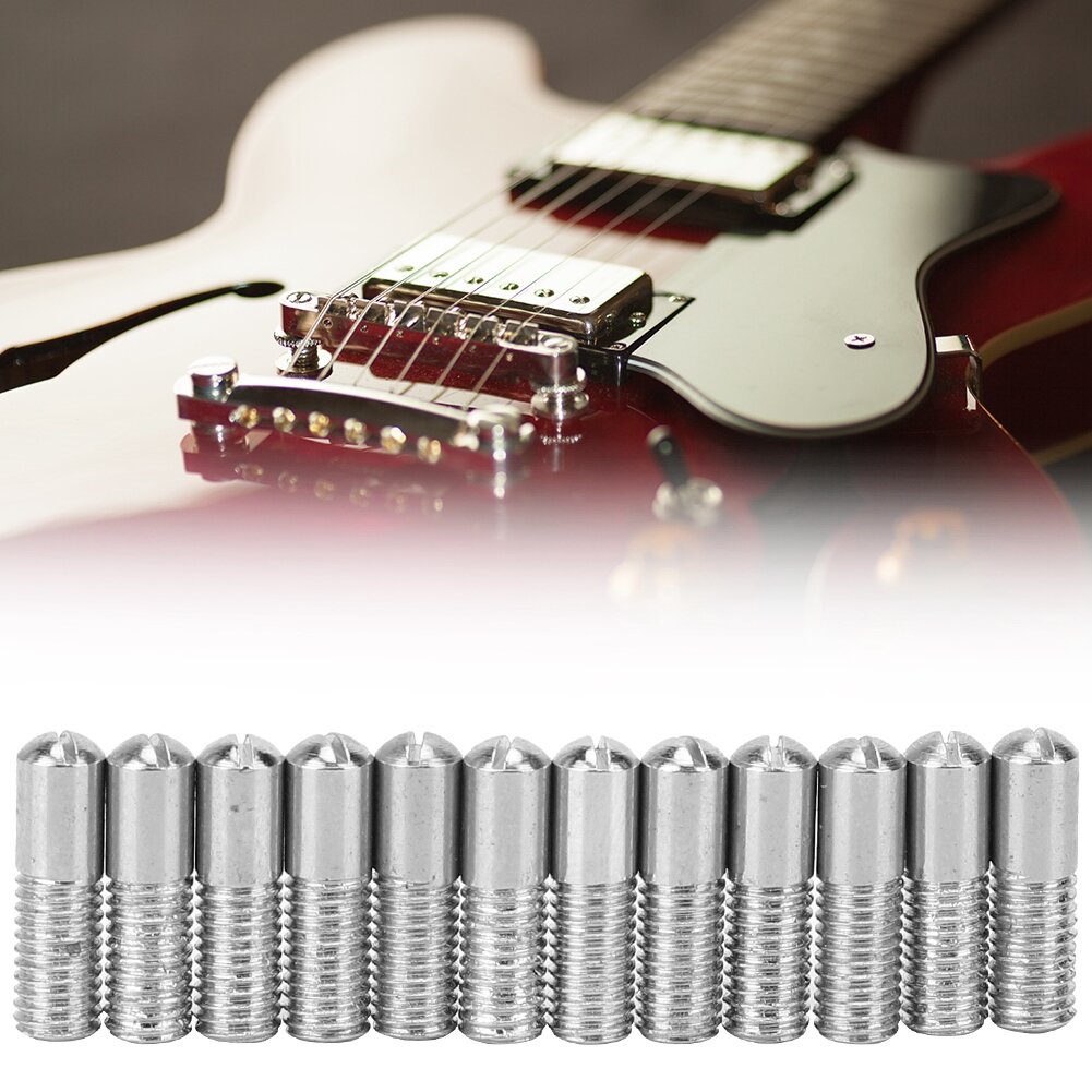 12 шт, винты для электрогитары, серебряные стальные крепежные детали для панели звукоснимателя, аксессуары