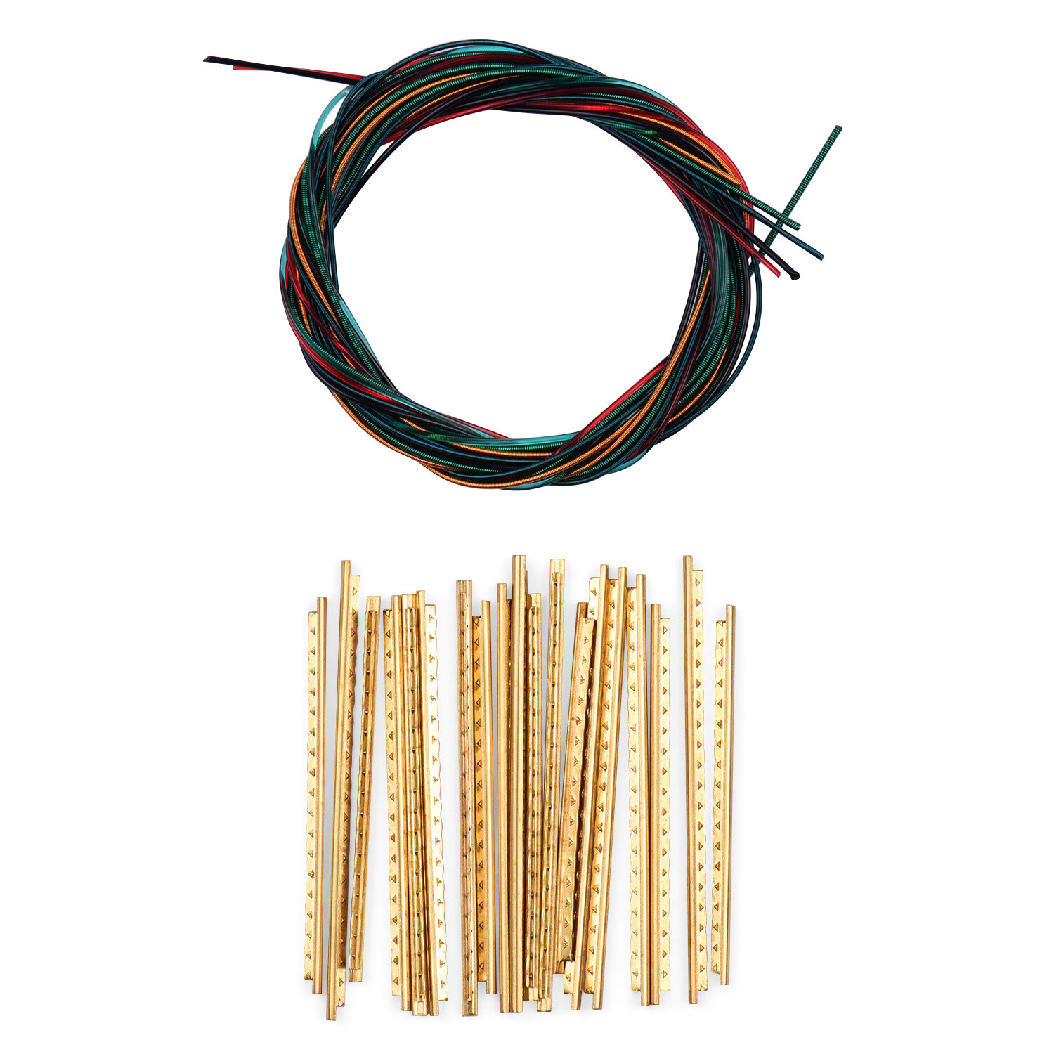 6pcs Мультицветные Нитки для Классической Гитары из Нилона и 19pcs Латунные Лады для Классической Гитары Шириной 2.2mm Набор для Замены Струн и Ладов Классической Гитары