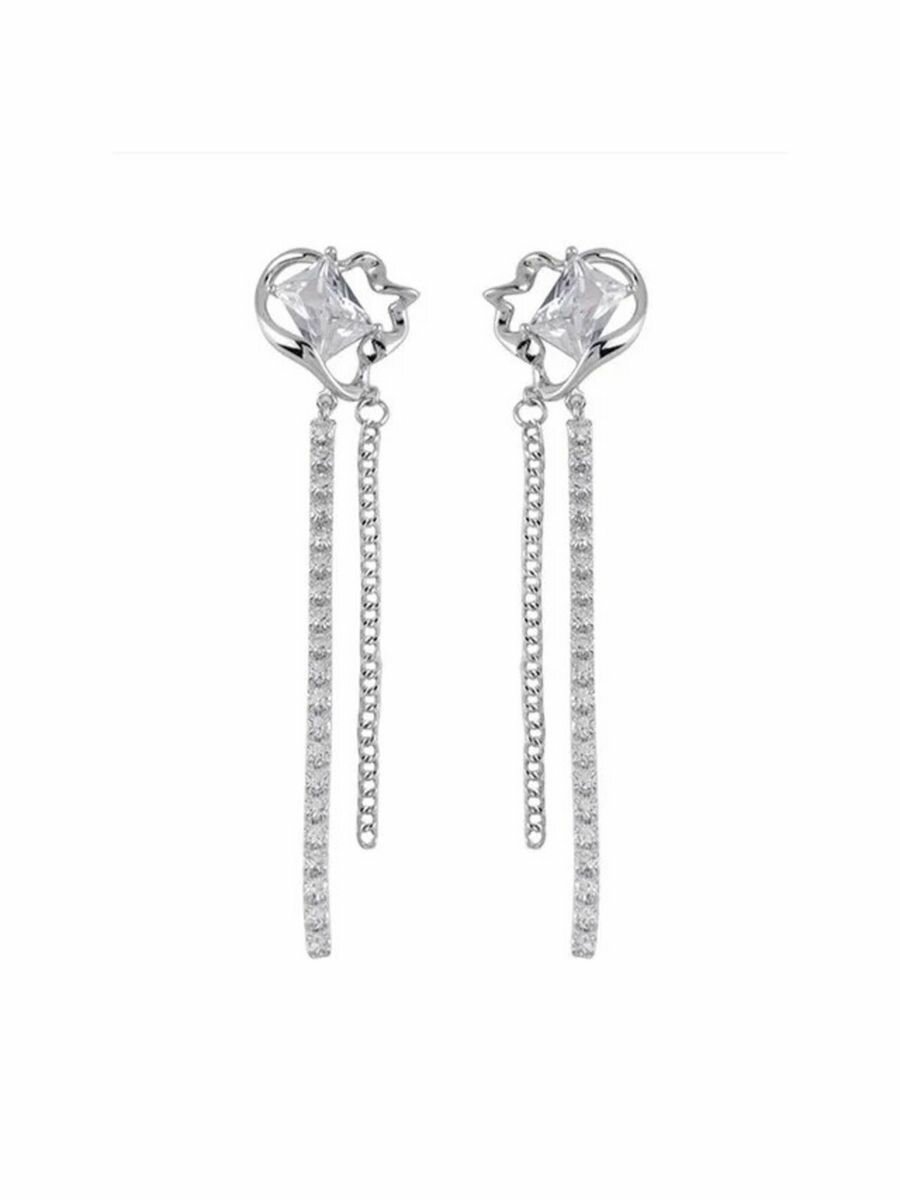 Серьги пусеты, фианит