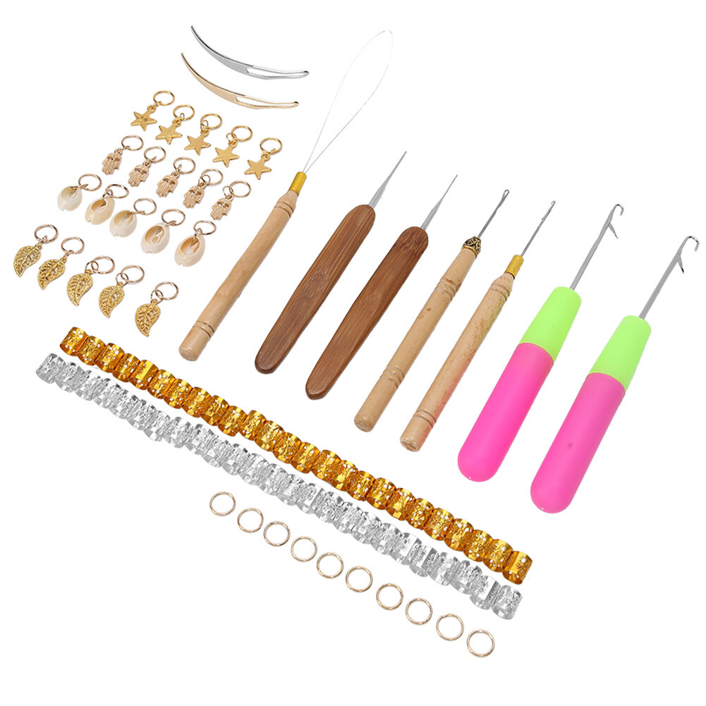 89 шт. металлические кольца для волос, косички для волос, дреды, игла, крючок, инструменты для волос