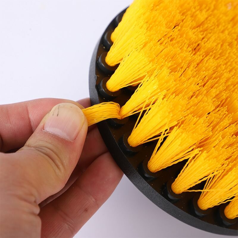 Щетки для уборки на дрель набор насадок желтые 3 шт/Набор щеток насадок на шуруповерт для химчистки, полировки, клининга