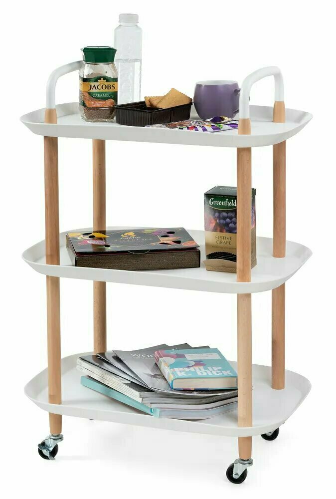 Сервировочный стол ЛайфМебель, пластик, прямоугольный, белый, 56x35x82 см