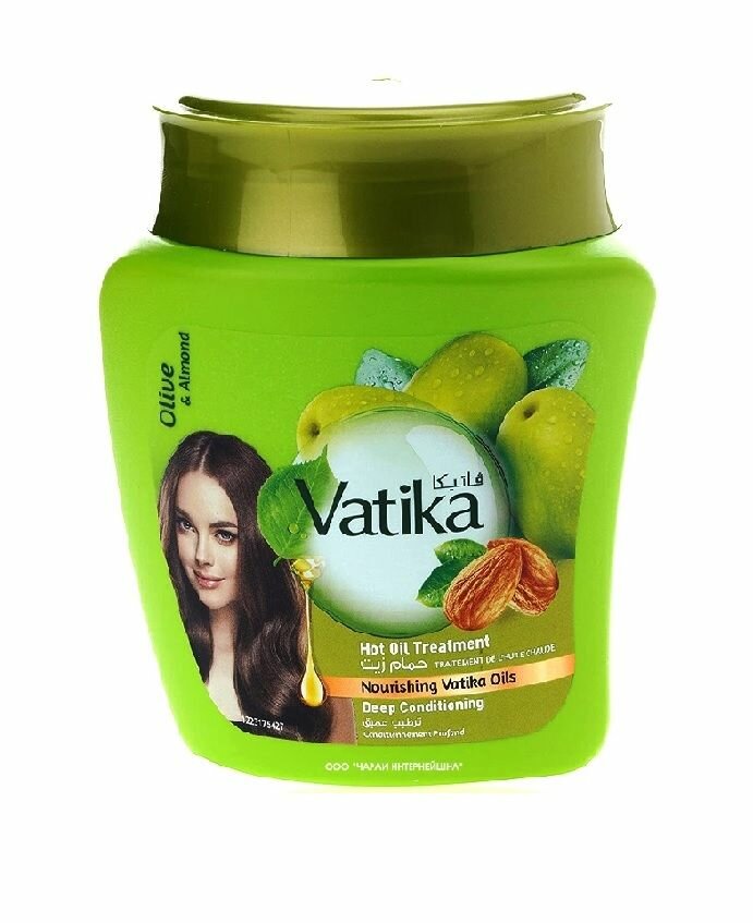 Dabur Vatika Маска оливка И миндаль глубокое увлажнение для тусклых сухих и повреждённых волос, Дабур Ватика, 500 г