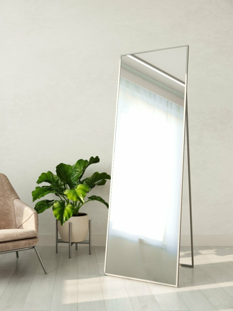 Зеркало напольное в алюминиевой раме ONE MIRROR 160х50 см. Серебро