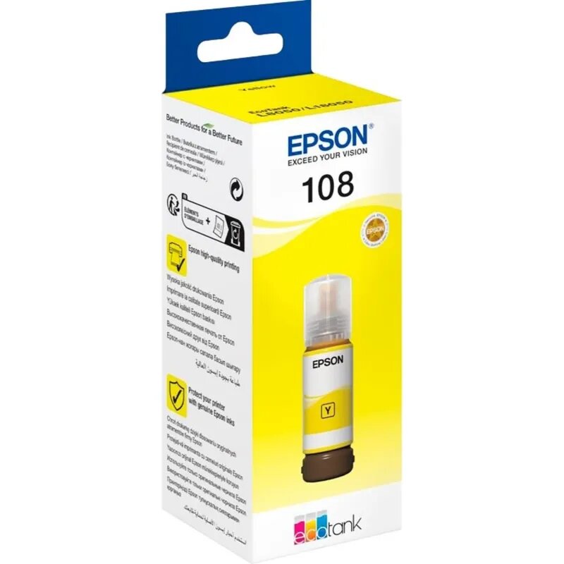 Чернила Epson 108 EcoTank Ink C13T09C44A для Epson L8050/L18050, Yellow 70ml 1921284