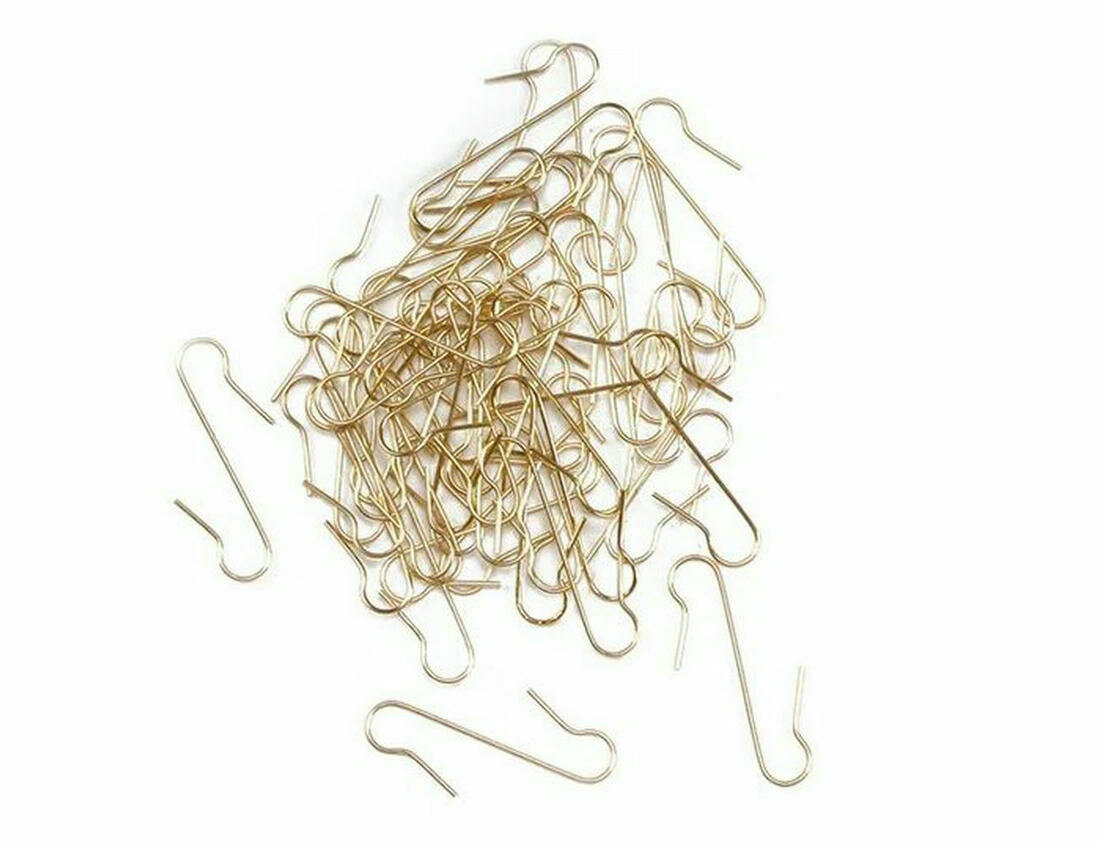 Крючки для ёлочных украшений, металл, золотые, 4 см, 100 шт, Inge Glas