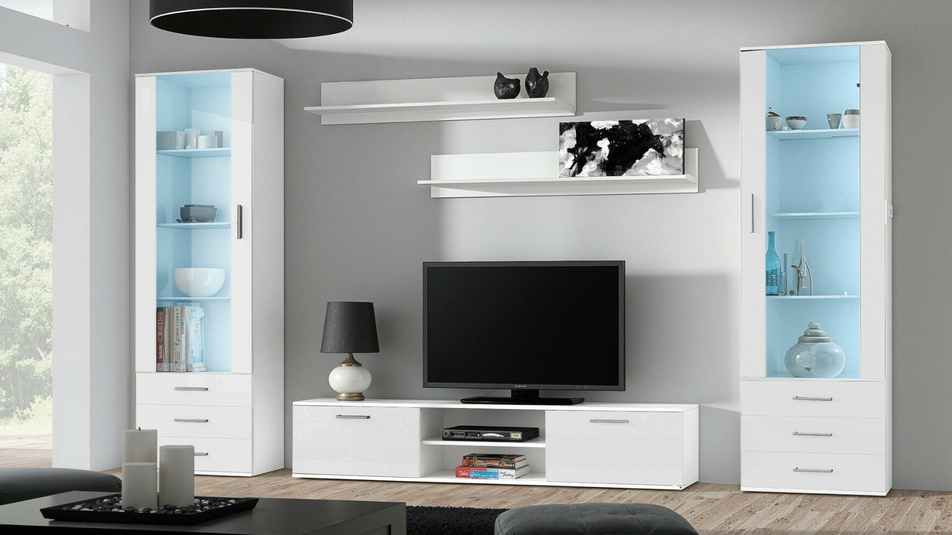 Гостиная Сохо 7 Белый Фасадный 0101 NEW 300x41x192 см, Фиеста