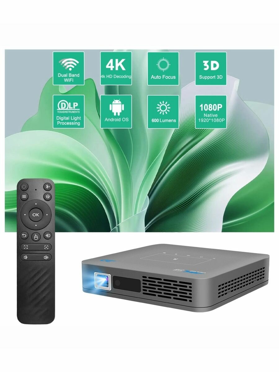 Проектор VIVICINE P15 Pro Full HD 1080P 4K DLP Android 9.0 3D 4K с поддержкой умного домашнего кинотеатра