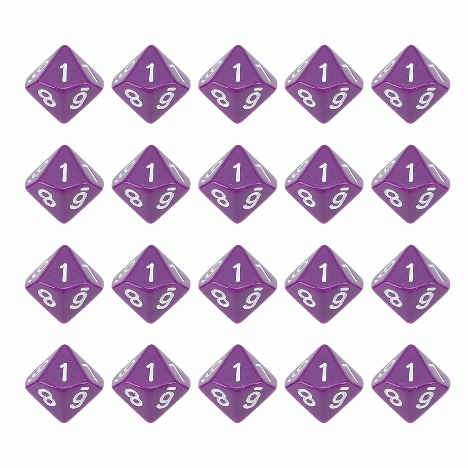 Кости d10 с цифрами, фиолетовые, 20 шт.