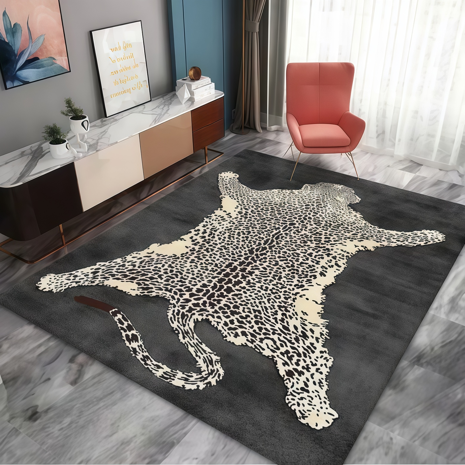 Ковер, безворсовый, полиэстер,120x180 см, скандинавский стиль, черный