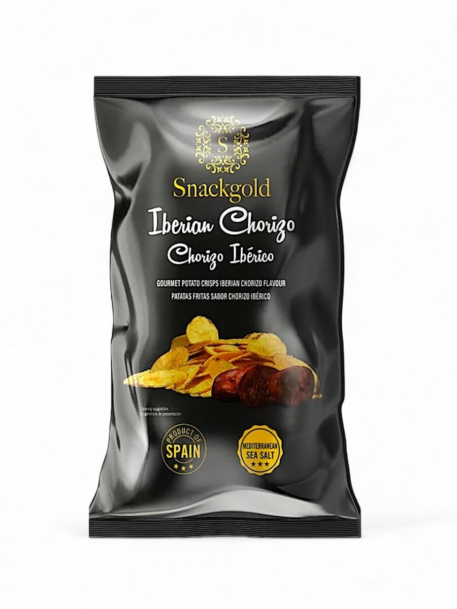 Чипсы SNACKGOLD из натурального картофеля со вкусом Чоризо Иберико 125г 1 шт.