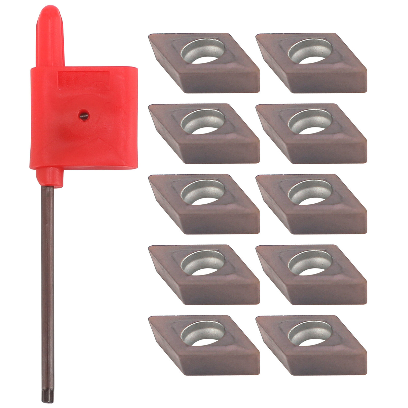 Токарные вставки, 10 шт DCMT0702 EM YBC205 Карбидные вставки для токарных станков с покрытием CNC с ключом