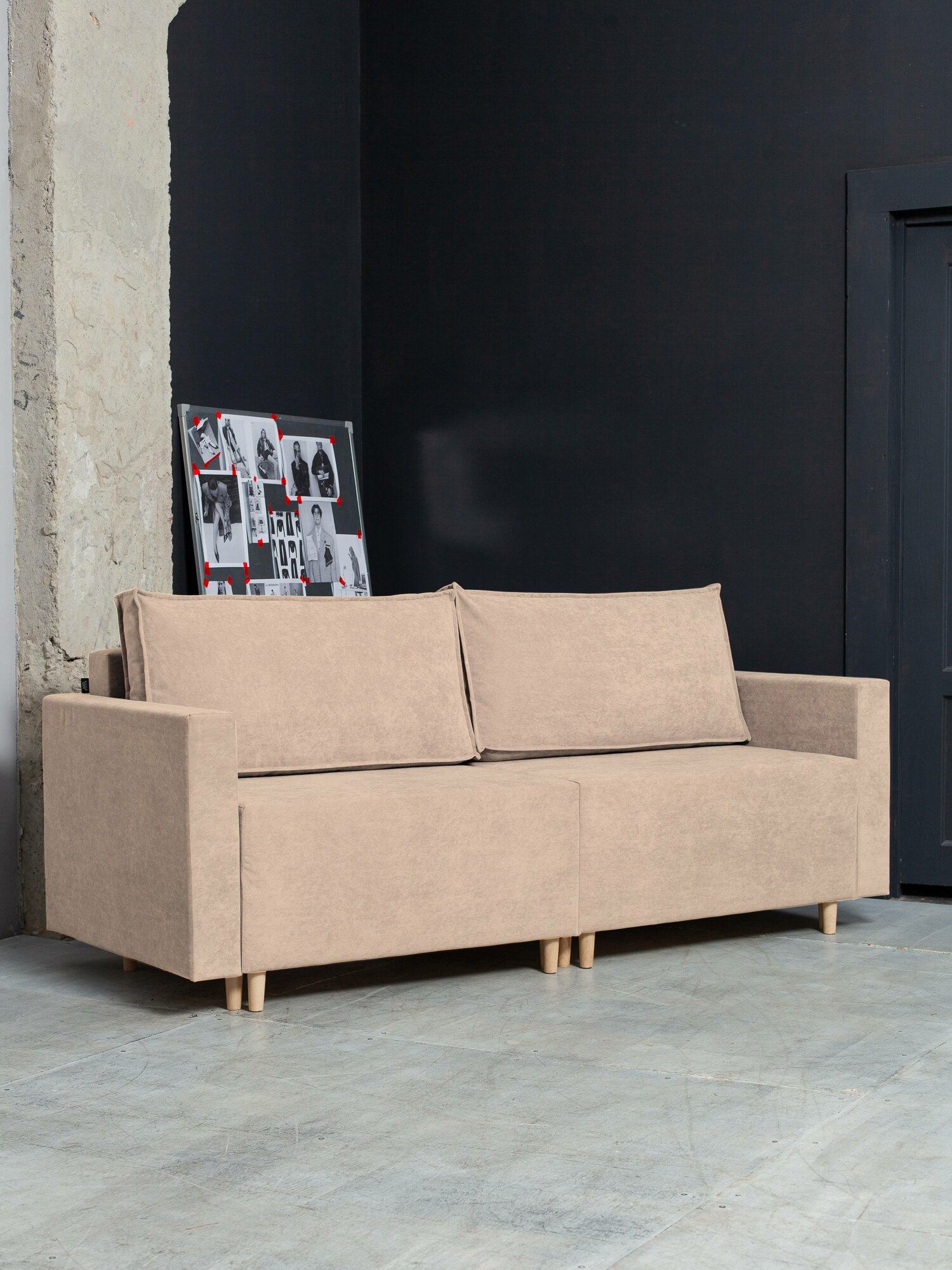 Раскладной диван кровать Чикаго прямой модульный, механизм еврокнижка, 217х85х84 см, бежевый