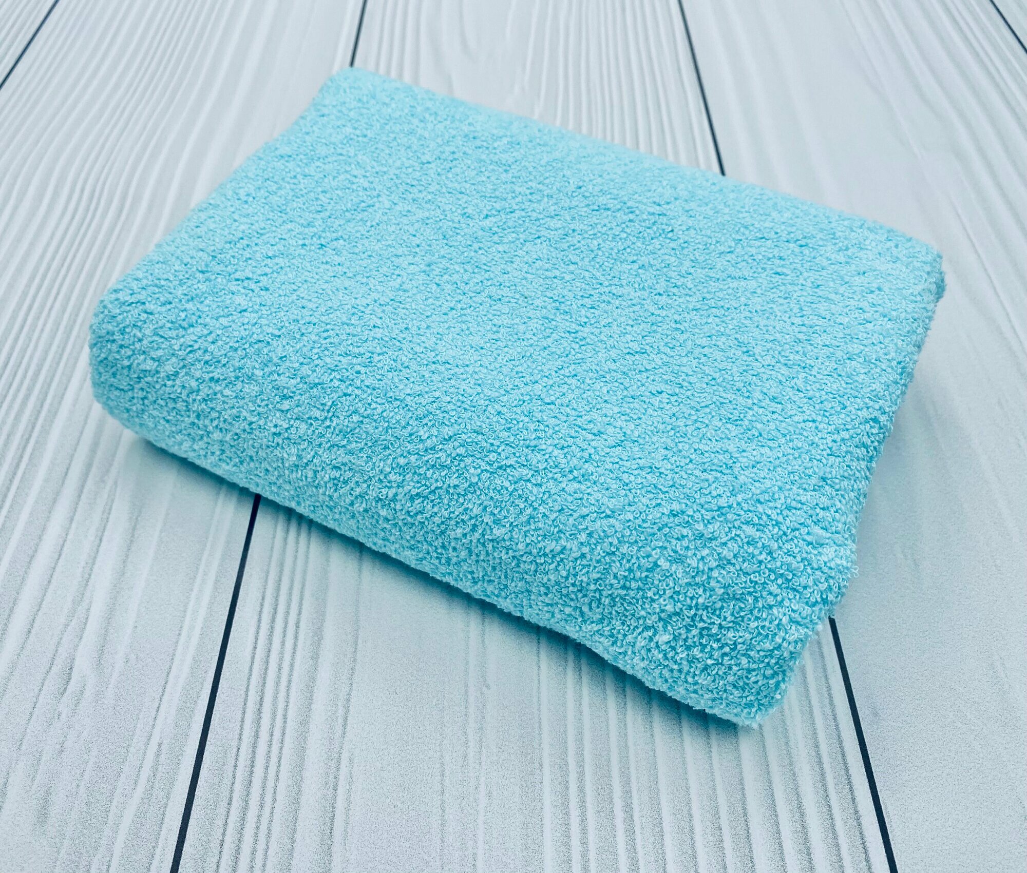 Полотенце большое махровое банное, для ванны, для пляжа, для бассейна однотонное Голубое "Морской бриз" 70*140 см 380 г/м