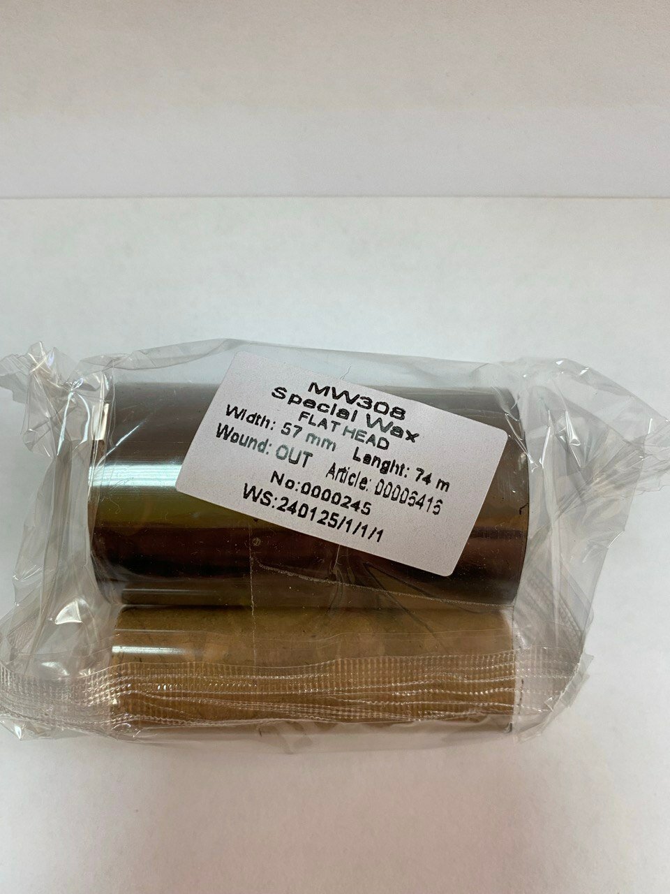 Лента термотрансферная (риббон) Monochrome MW308 57 х 74/57 Wax Out доп. втулка, 1 рулон