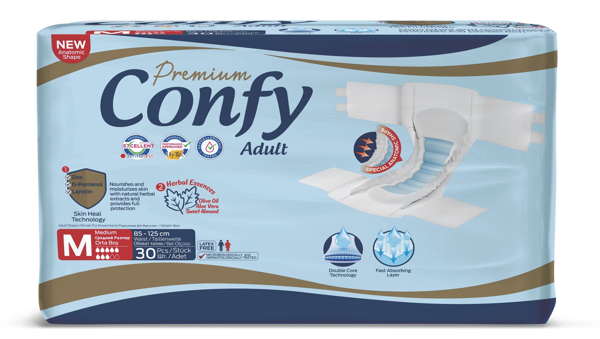 Подгузники для взрослых Confy Premium Мedium, объем талии 85-125 см, 30 шт.