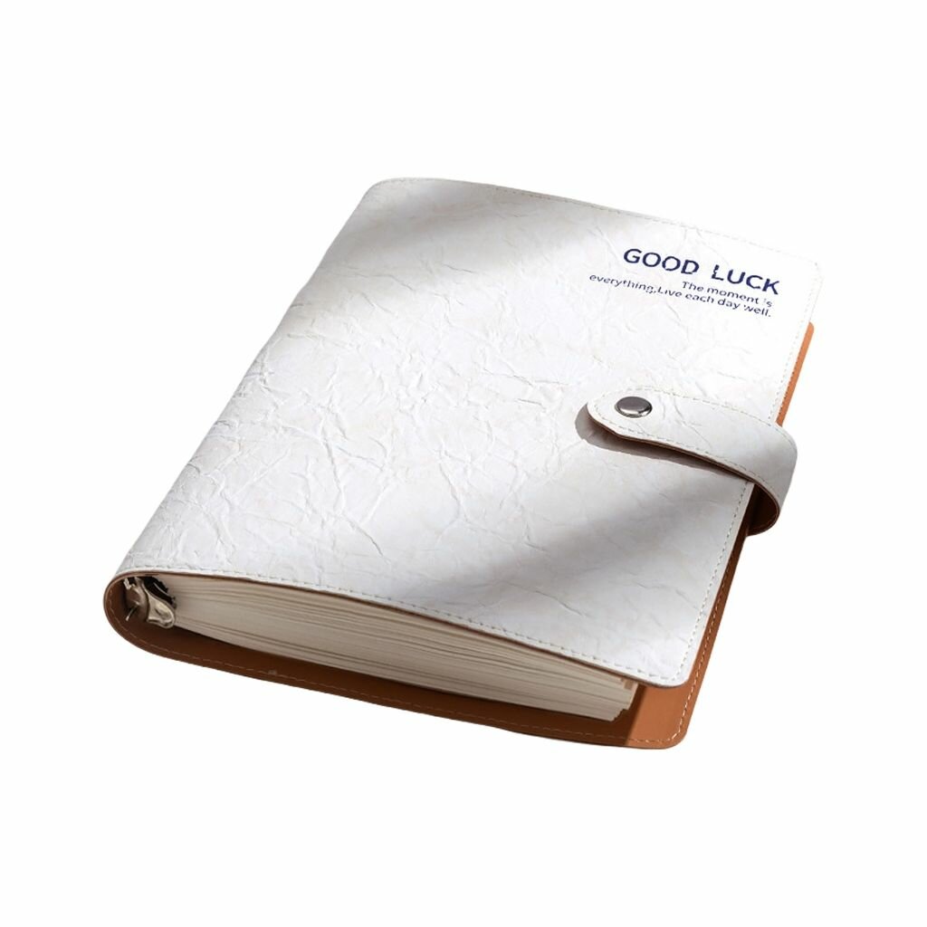 Записная книжка, A5 кожаный блокнот с кнопкой - A5 сменные листы, 120 страниц, 1 шт.