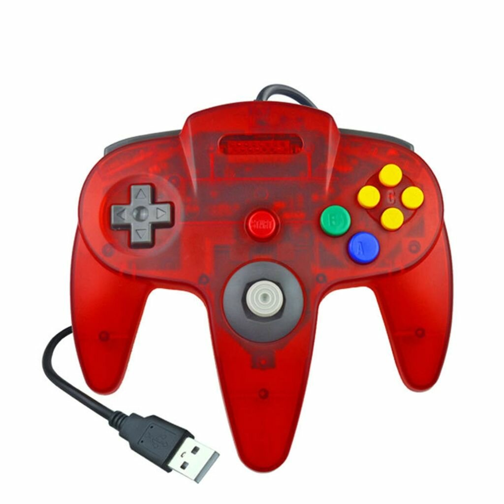 Проводной джойстик Nintendo gamepad N64 с интерфейсом USB-прозрачный красный