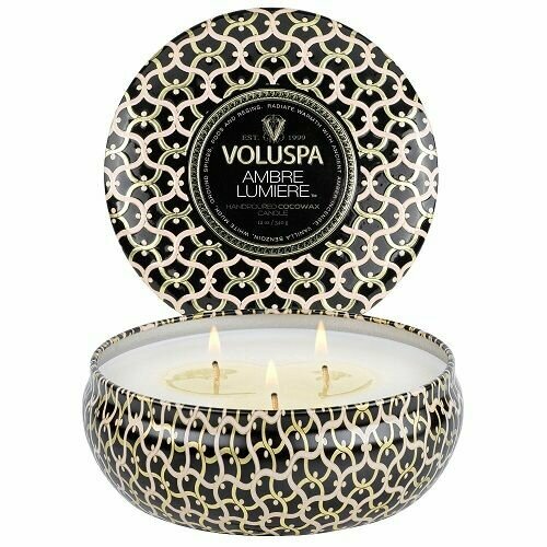 Ароматическая свеча Амбрэ Люмьер в алюминиевой банке с 3-мя фитилями 340 гр