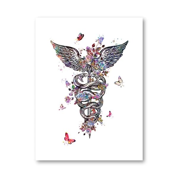 Подарок врачу медицинское устройство Акварельная художественная картина Печать на холсте стетоскоп кадуцеус микроскоп постер клиника настенное художественное украшение