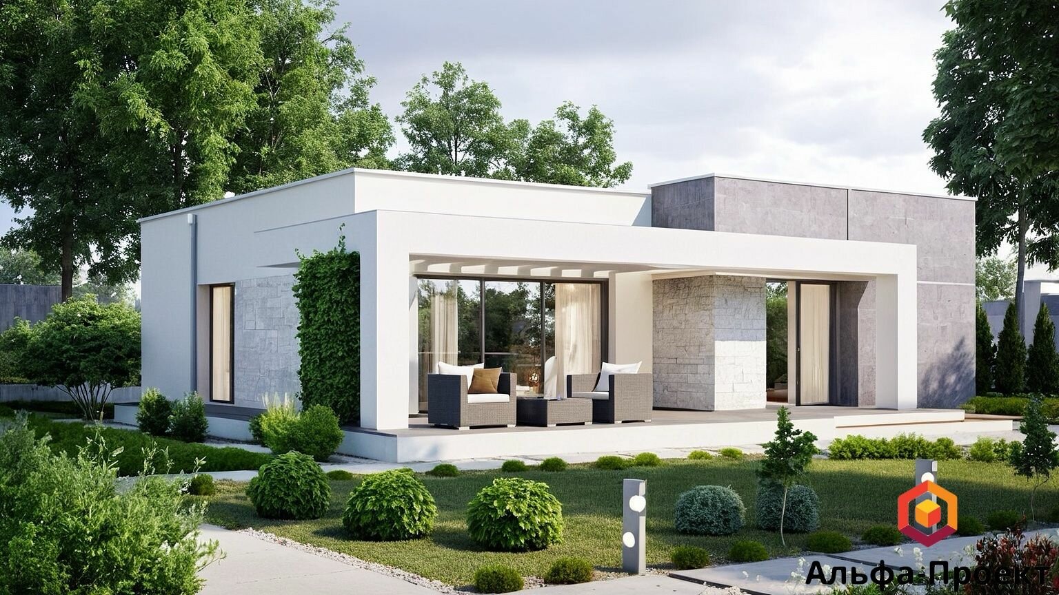 Проект дома 10,07х10,8 м, 99,7 м2, газобетон