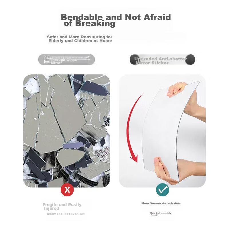 Huakai Star Dressing Mirror, Acrylic Mirror for Wall, Bedroom And Living Room, Home Use, Fitting Mirror, Rounded Corners, JY61, 30*120cm