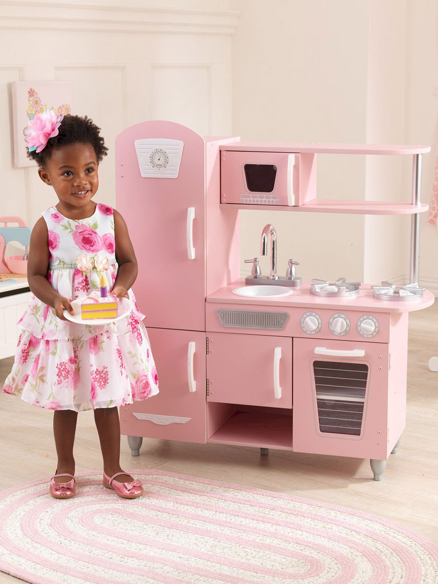 Кухня игровая Винтаж, цвет: розовый с белым 53347_KE