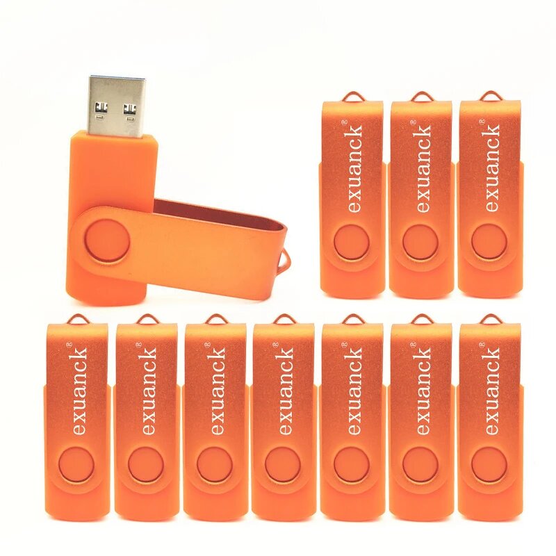 USB флешка exuanck Swivel 4/8/16/32/64 ГБ набор из 10 штук, Золотистый, 32 Гб