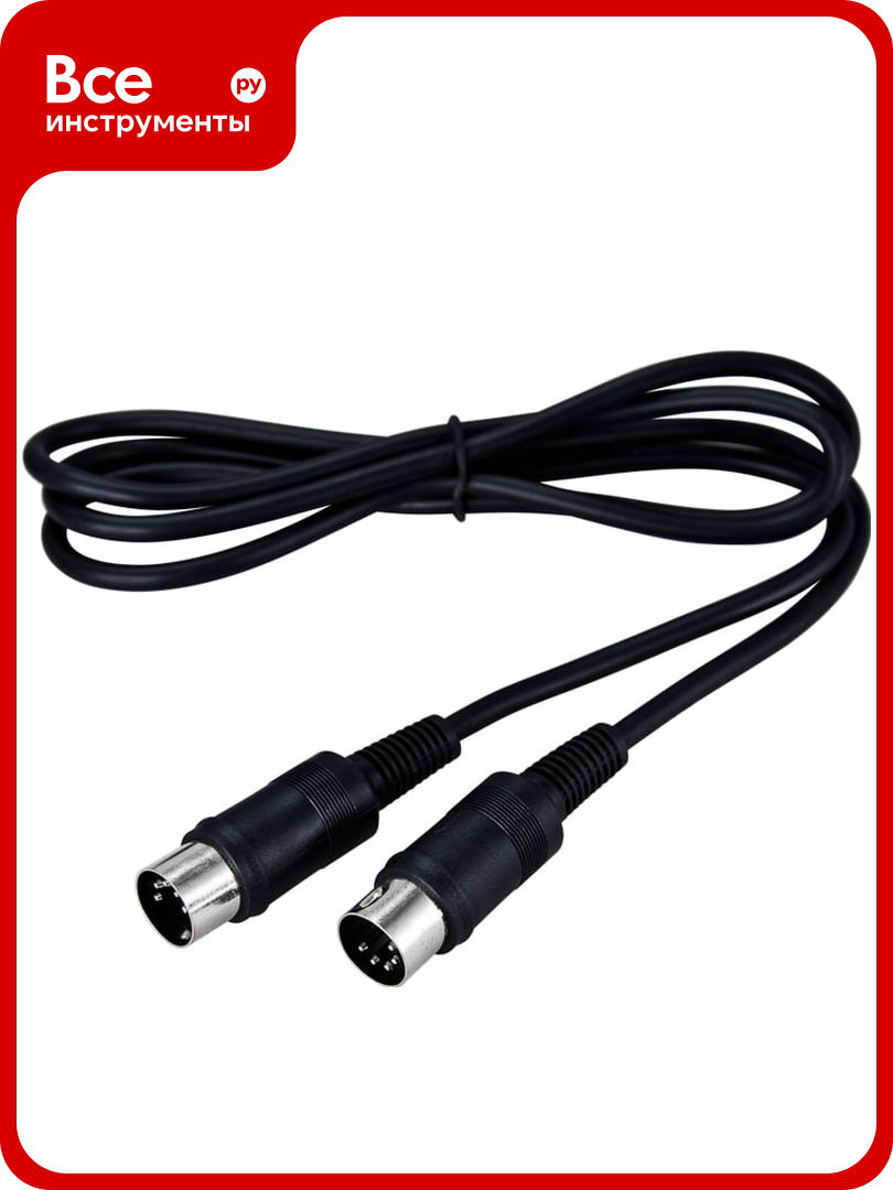 Кабель REXANT DIN 5 Pin - DIN 5 Pin 1,2 м -4 соединительный кабель с пластиковым корпусом, черный