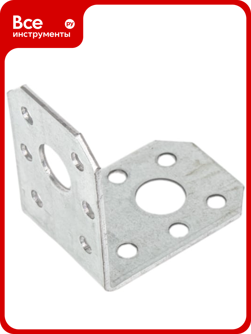 Уголок крепежный жесть усиленный, 2 мм, 50x50x35 мм, этикетка УТ-00010996