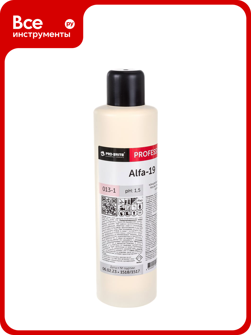 Концентрат для уборки после строительства и ремонта Pro-Brite ALFA-19 013-1 для удаления цемента