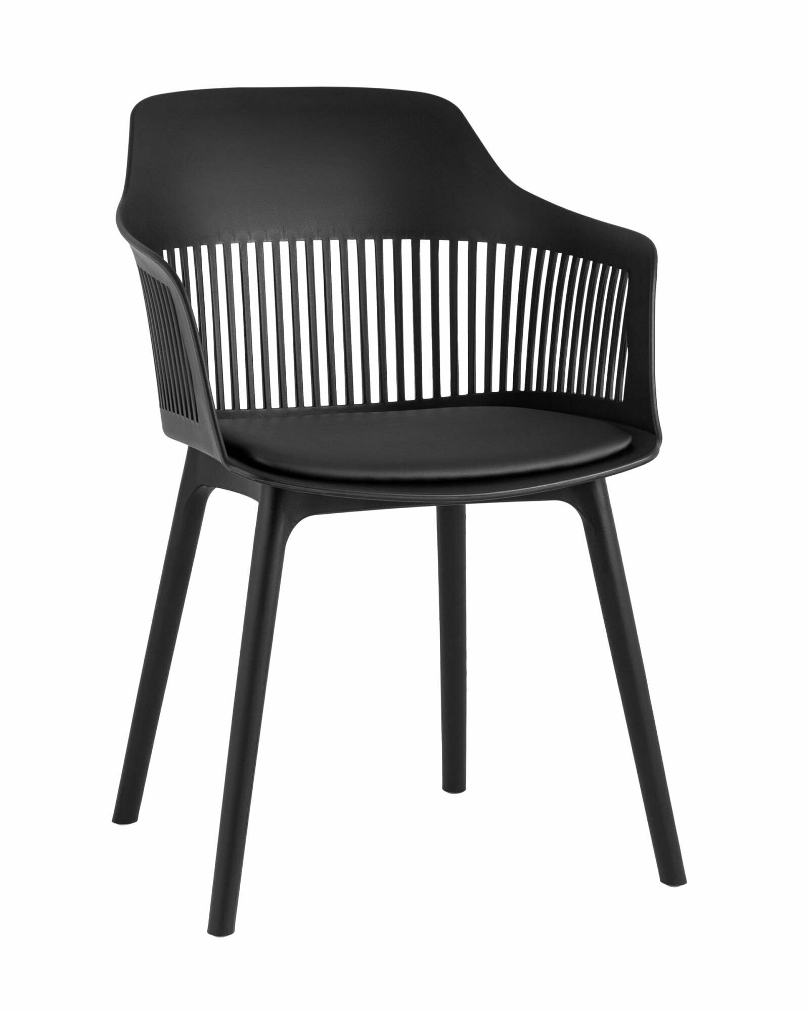 Стул Crocus-1 STOOL GROUP черный, экокожа, пластик, мягкое сиденье, с подлокотниками