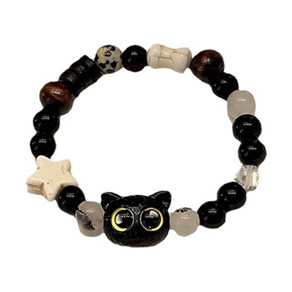 Регулируемый Браслет с Талисманом Lucky Cat Star, Браслет Ручной Работы из Натурального Камня, Украшенный Бисером, Модные Ювелирные Изделия, Подарок для Мужчин Женщин