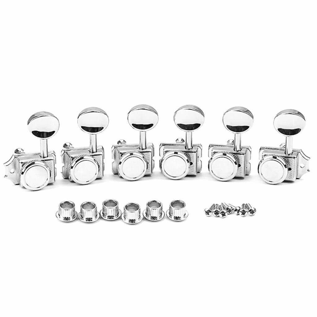 (1 комплект из 6) Электрогитара хромированного цвета, левая струна с фиксатором - GC206J