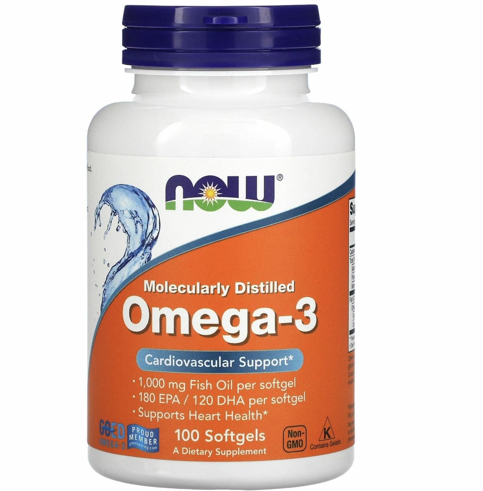 NOW Omega 3 100 sgels Рыбий жир, жирные кислоты, витамины для сердца и сосудов, для мозга и иммунитета взрослым