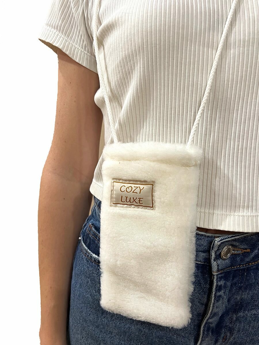 Чехол для телефона меховой, сумка-чехол для смартфона цвет белый