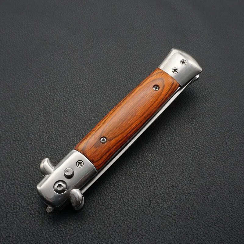Складной нож из нержавеющей стали, коричневая рукоять, Color: Red