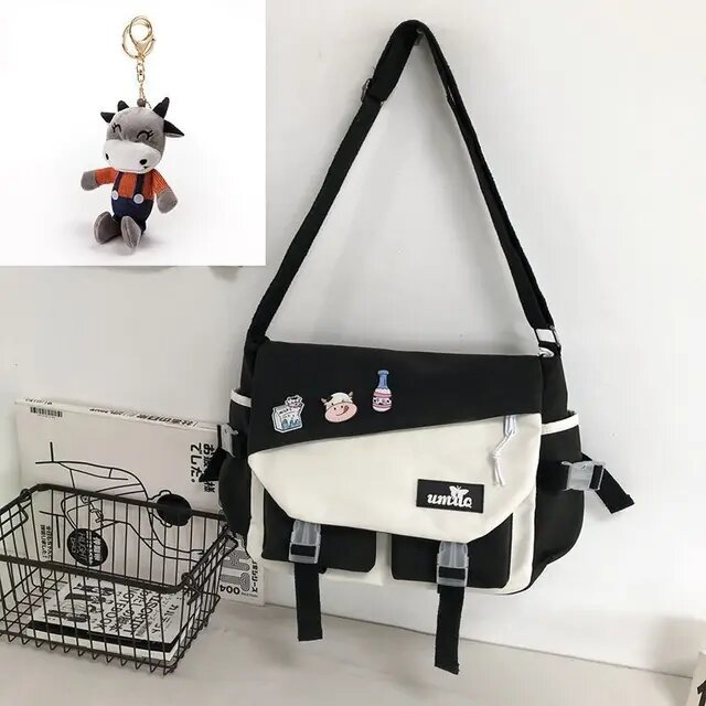 Нейлоновые сумки через плечо, вместительные сумки через плечо для девочек-подростков, мужские сумки-мессенджеры Harajuku, школьные сумки для студентов