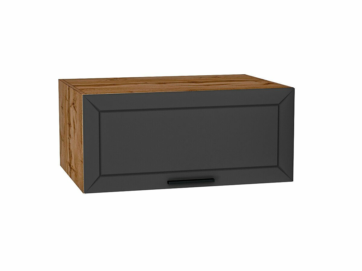 Шкаф верхний горизонтальный глубокий Глетчер, цвет фасада Маренго Силк, цвет каркаса Дуб Вотан, 358*800*574 мм