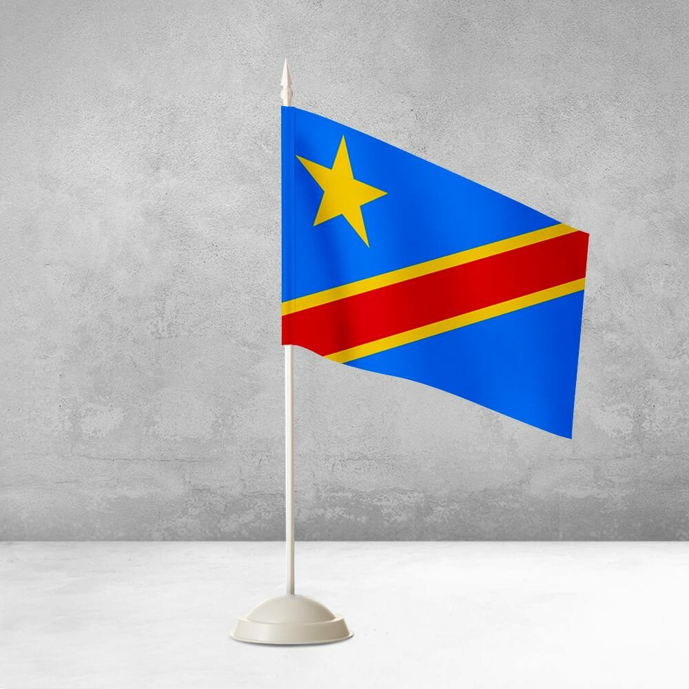 Настольный флаг Демократической Республики Конго на пластиковой белой подставке