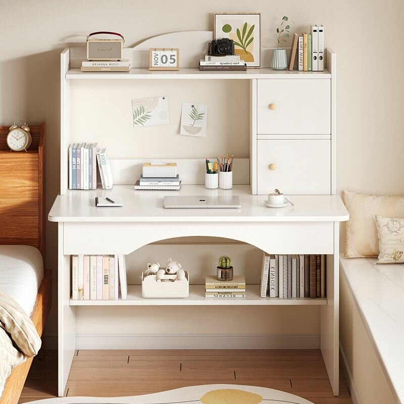 Широкий компьютерный стол с полками и ящиками, подходящий для удобного рабочего места в доме и офисе