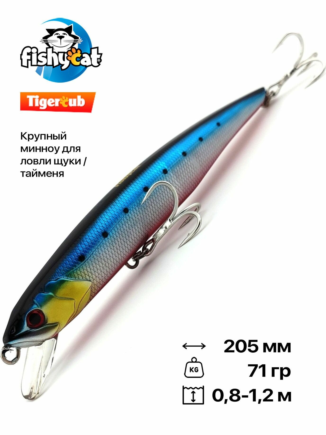 Воблер Fishycat Tigercub 205F, 205 мм, 71 гр, #R25