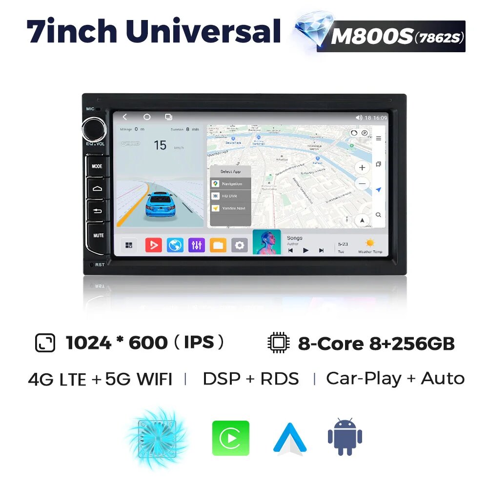 MEKEDE 7-дюймовый универсальный 2Дин Android автомагнитола 8-ядерный 8G+256G M800S 8-256