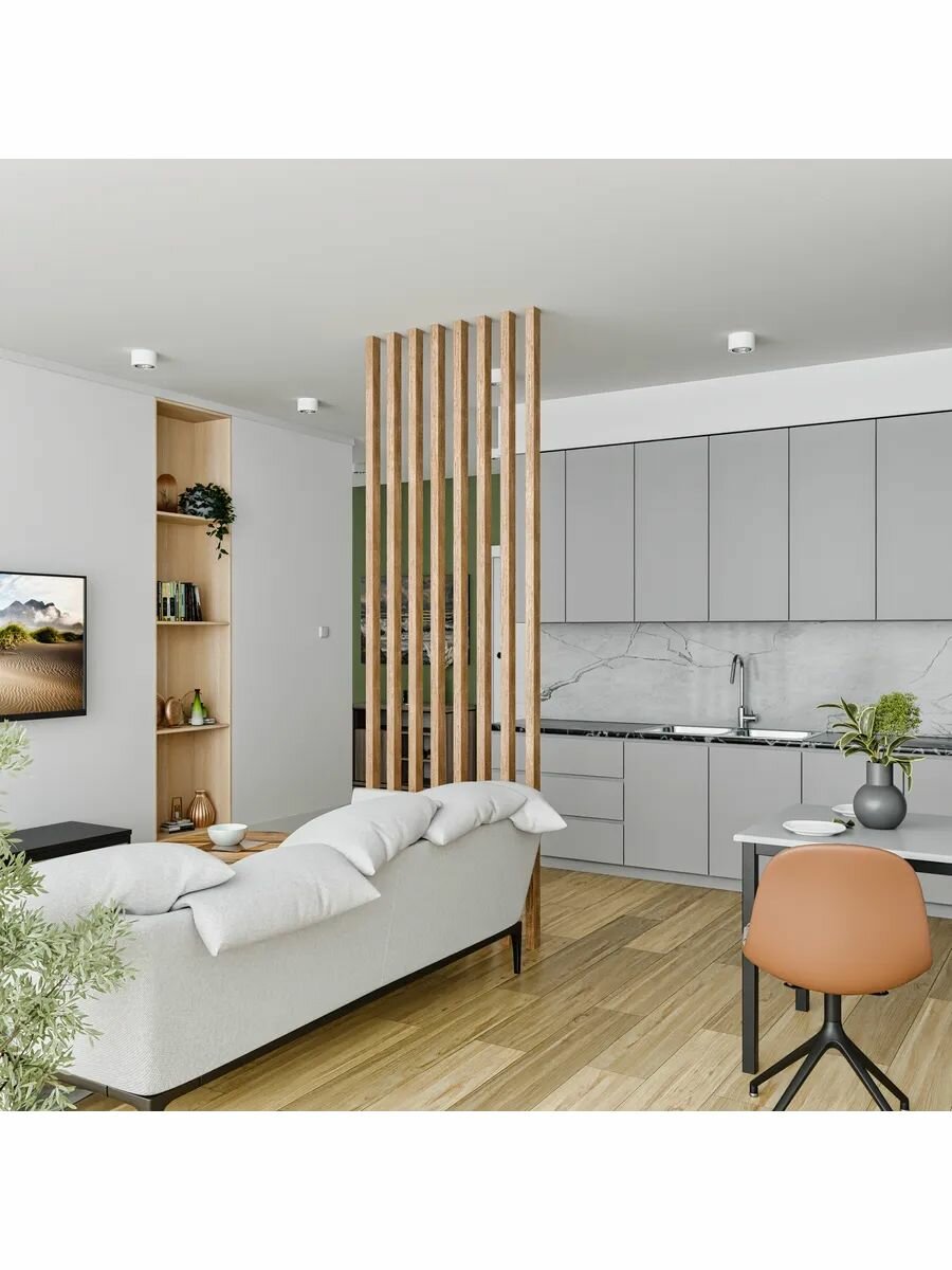 Перегородка из реек отдельностоящие 40х60 мм, ширина 864 мм, дуб сонома