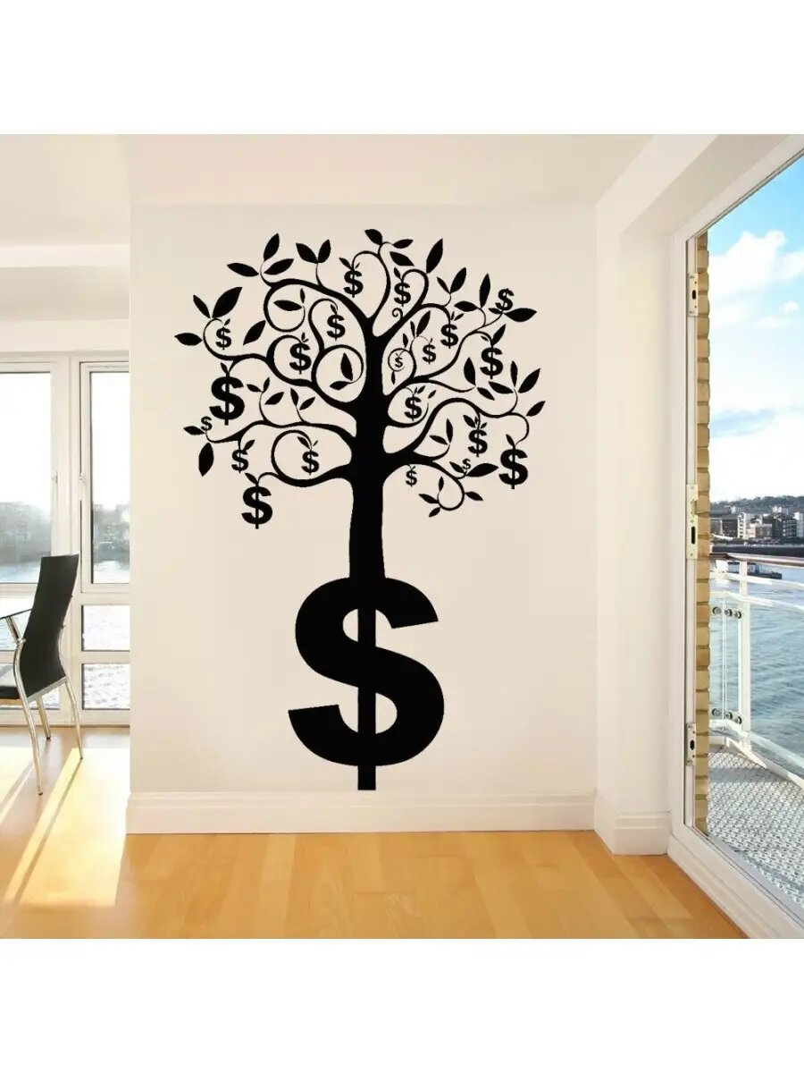 Наклейка на стену для декора интерьерная Долларовое дерево