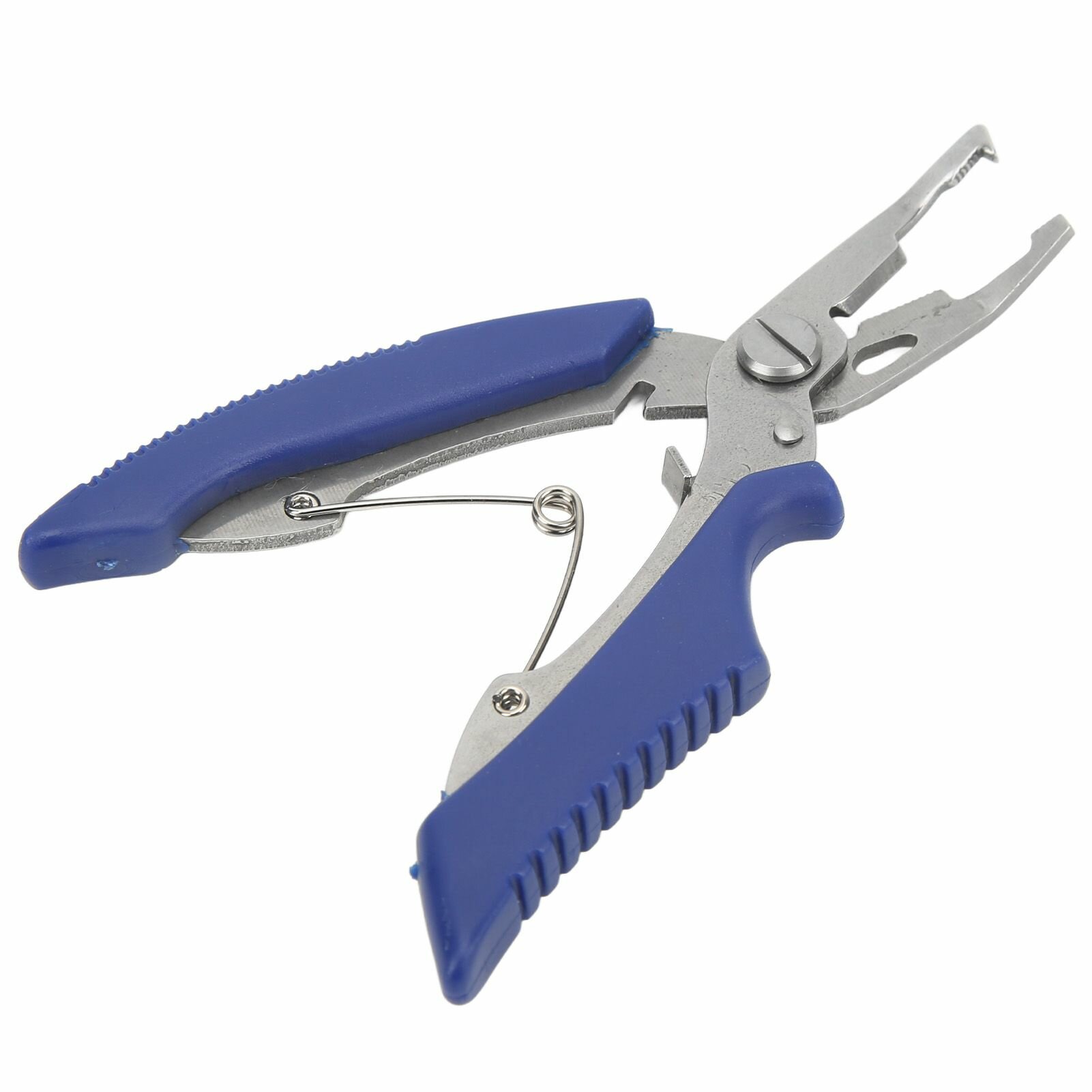 Рыболовные плоскогубцы из нержавеющей стали с изогнутым ртом, кусачки для проволоки, многофункциональные плоскогубцы для приманки для рыбалки на открытом воздухе, синие
