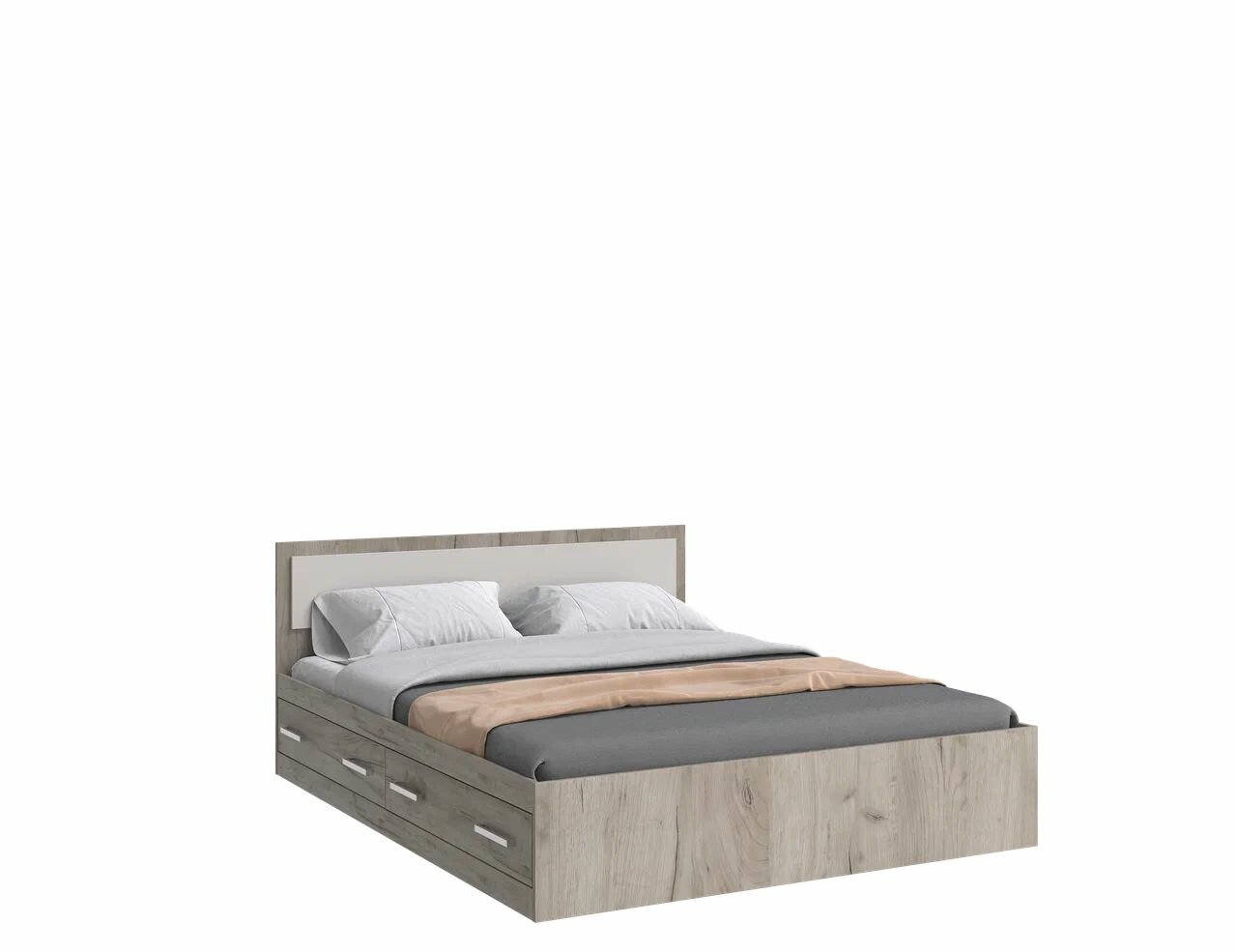 Фиеста NEW Кровать 1,6м с ящиками Кашемир, Дуб Крафт серый