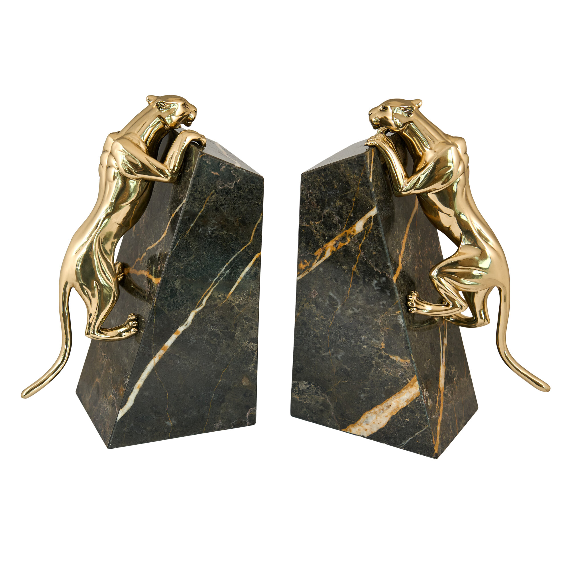 Держатели для книг пантеры, бронза